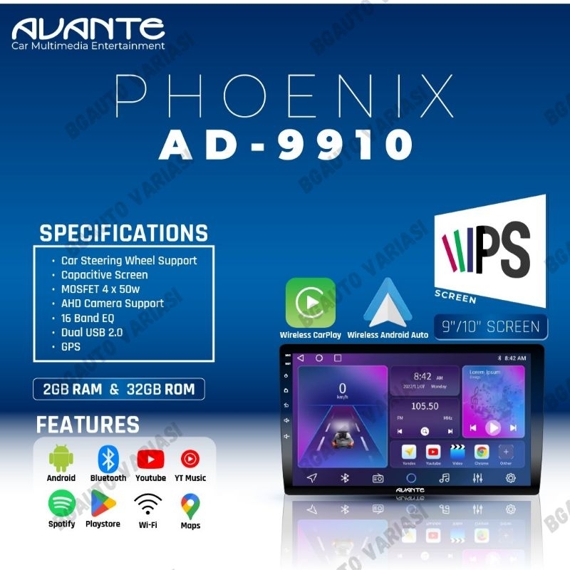 Jual Head Unit Android Avante AD 9910 dari PioneerGaransi Resmi ...