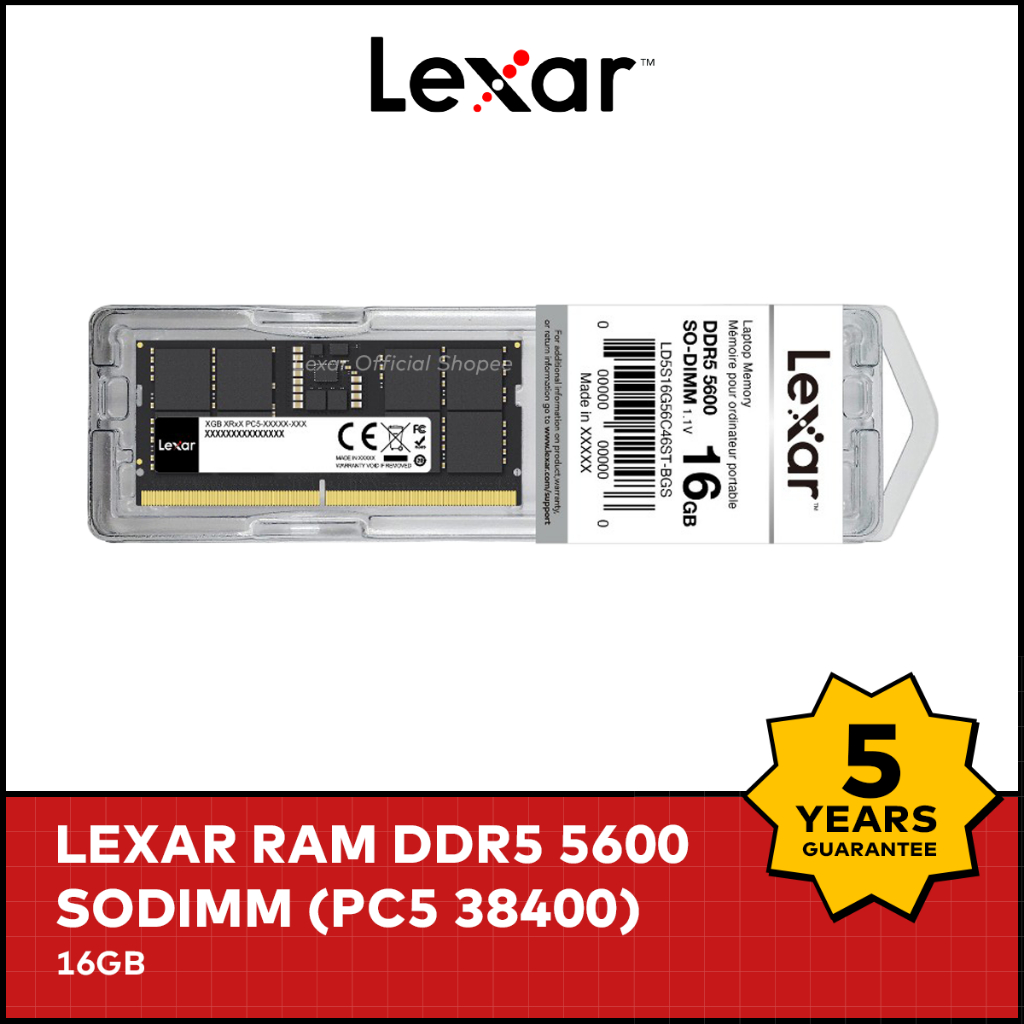 Jual Lexar RAM Laptop SODIMM DDR5 5600 (PC5-38400) - 16GB | Shopee ...