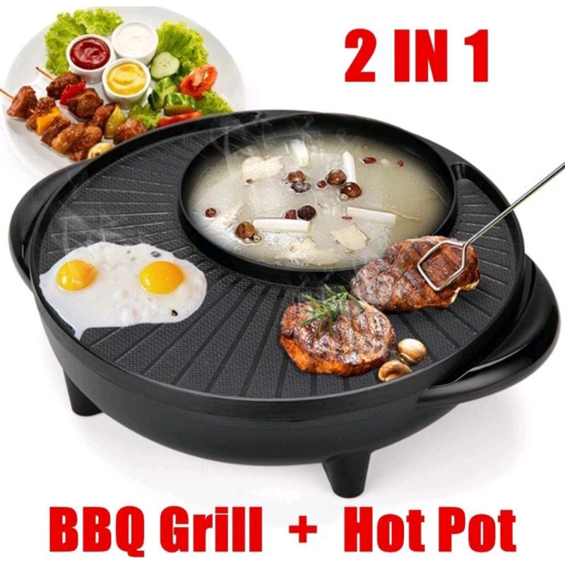 Jual Panggangan BBQ electric 2 in 1 / panggangan Hot pot / Bbq gril pan ...