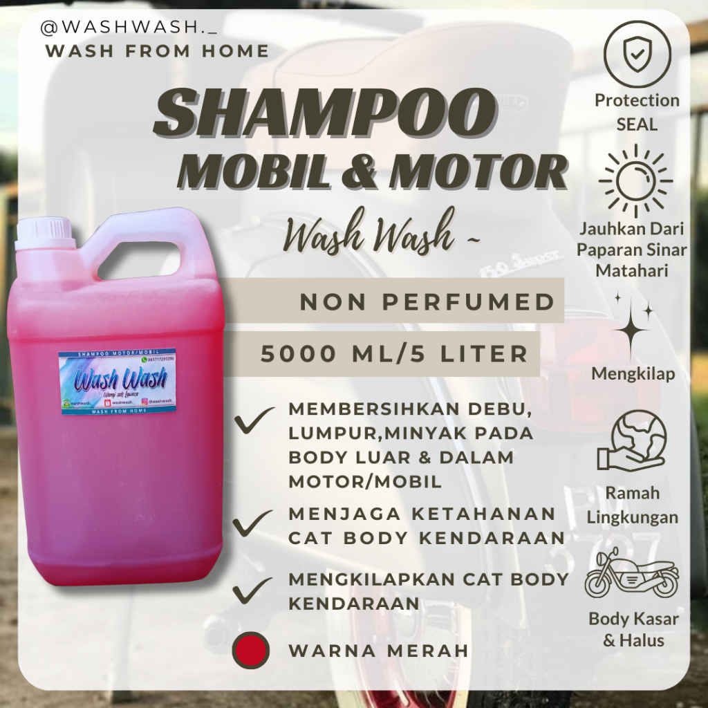 Jual Shampoo Cuci Motor/Mobil 5000ml By WashWash (Wash From Home ...