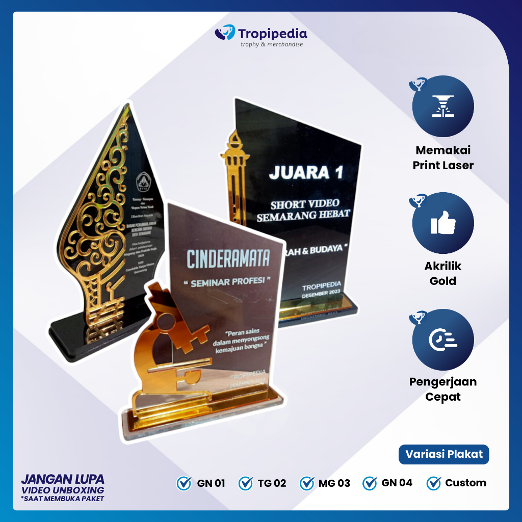 Jual Plakat Akrilik Kombinasi Warna Gold Custom Nama Logo Gambar Grafir ...
