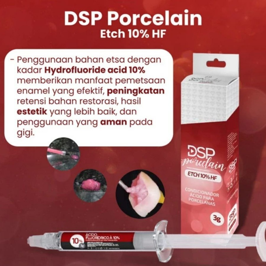 Jual Etching Porcelain 10% DSP Dental Etchan 3gram / Etsa Gel porcelain | Shopee Indonesia