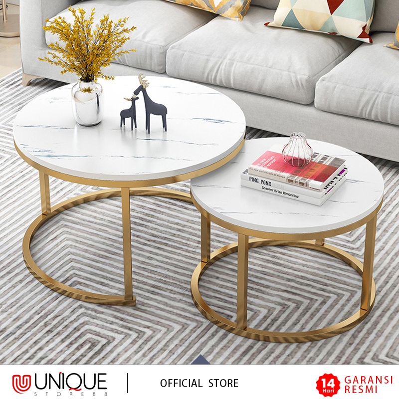 Jual Meja Tamu Bulat Meja Besi Estetik Meja Bundar Ruang Tamu Marble ...