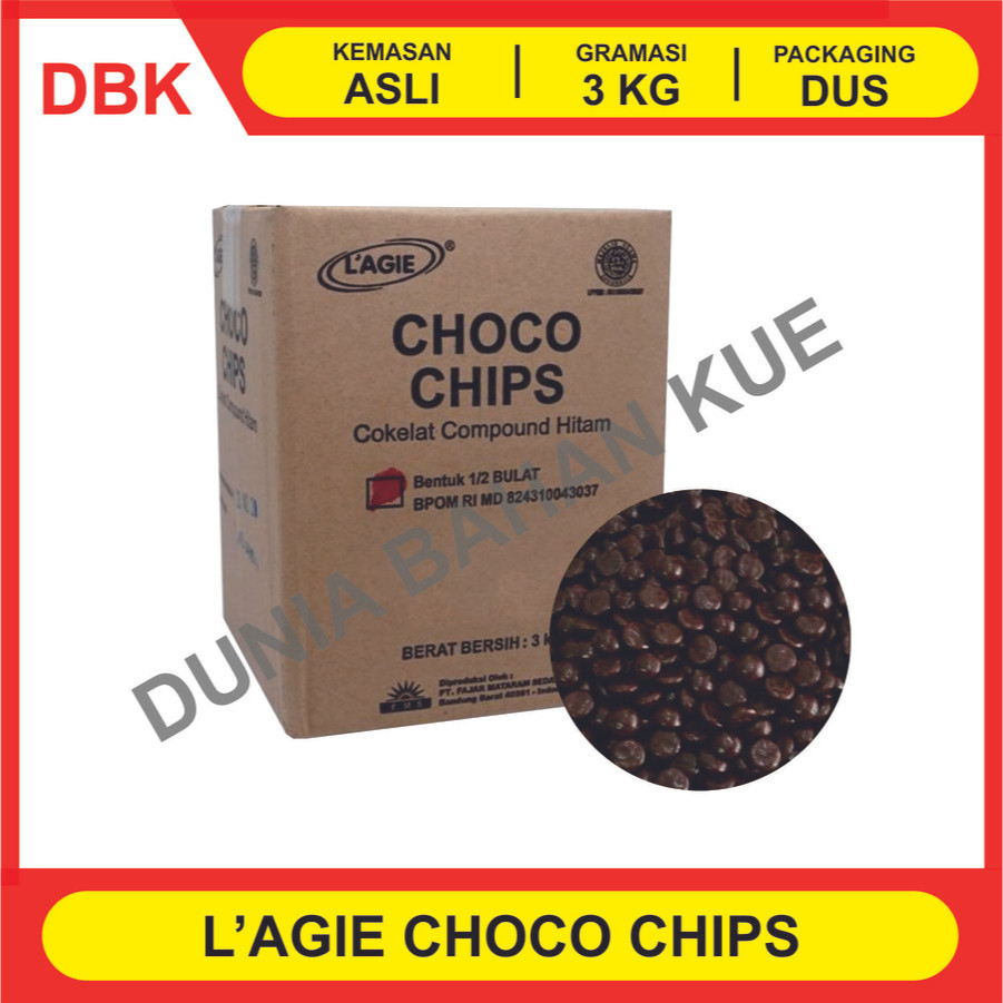 Jual LAGIE CHOCOCHIPS COKELAT 1/2 BULAT 3 KG - 1 DUS 4 BOX / CHOCO ...