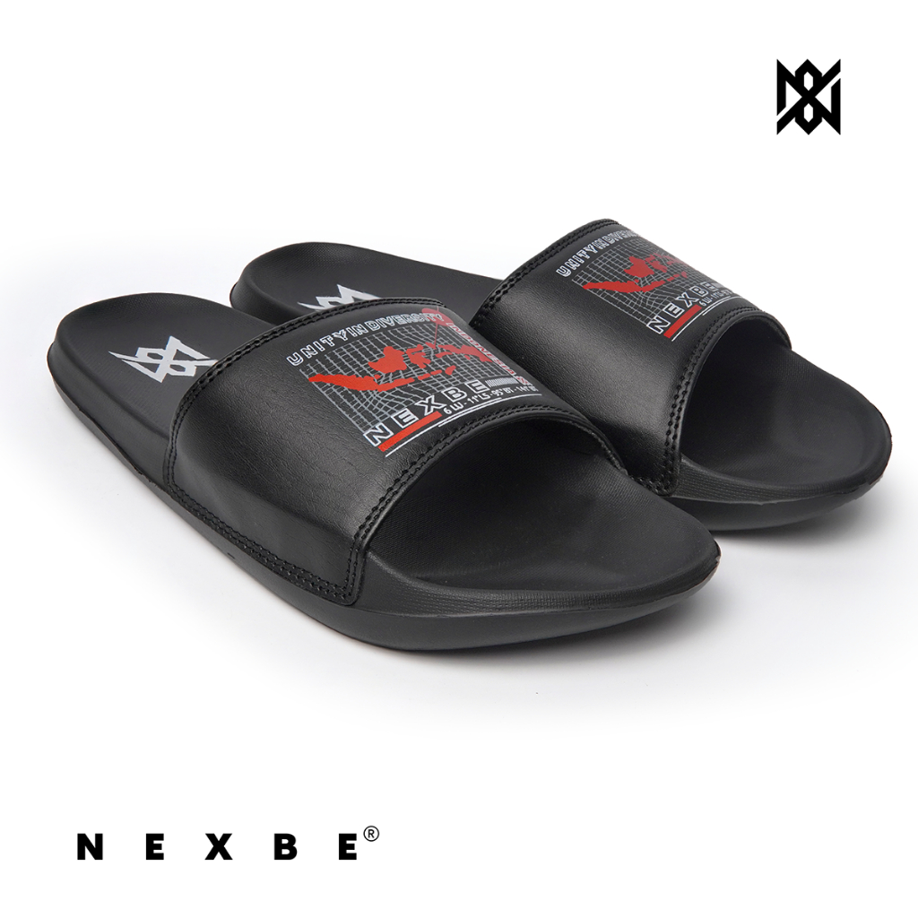Jual Nexbe - Sendal Slip On Maps Hitam | Shopee Indonesia