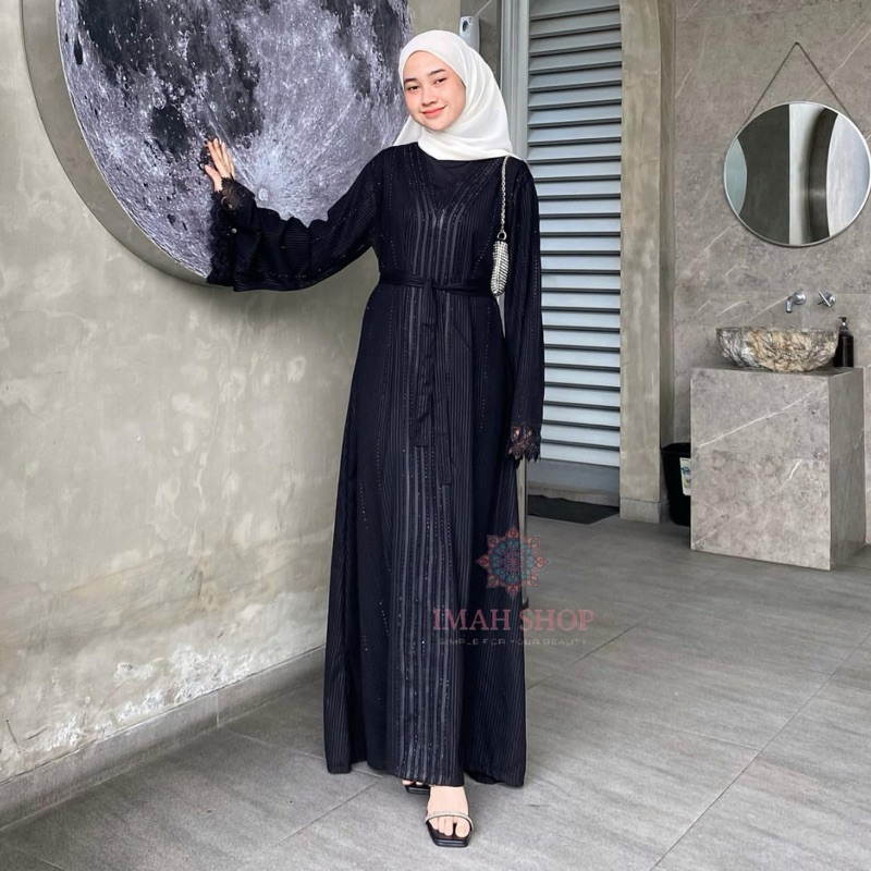 Jual Abaya Hitam Turkey Gamis Syari Muslimah Bahan Jetblack Hitam Kombinasi Renda Imah Shop ...