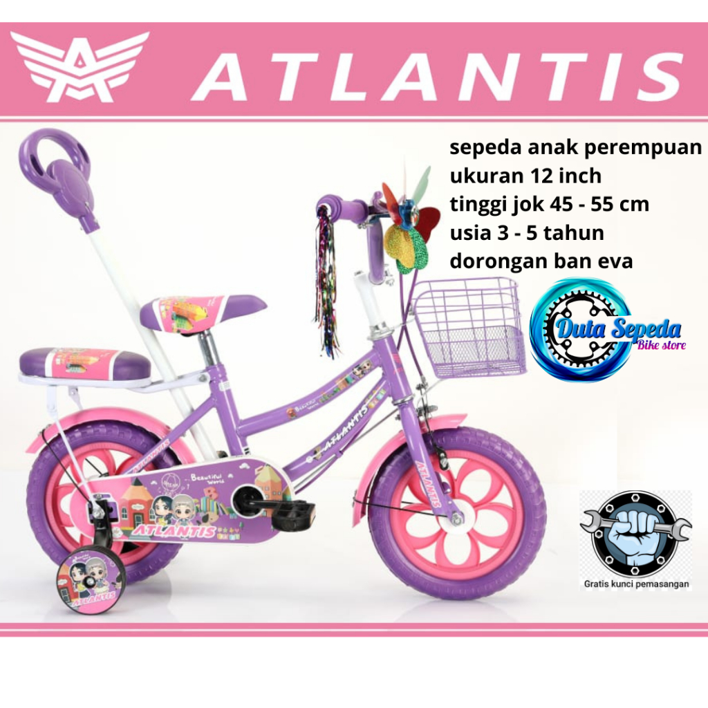 Jual Sepeda anak dorongan kemudi ban mati / ban buta ukuran 12 inch ...