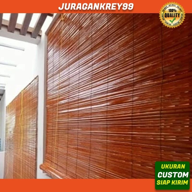 Jual krey bambu gulung ukuran 2x3m outdoor anti tampias tahan panas BONUS SUVENIR | Shopee Indonesia