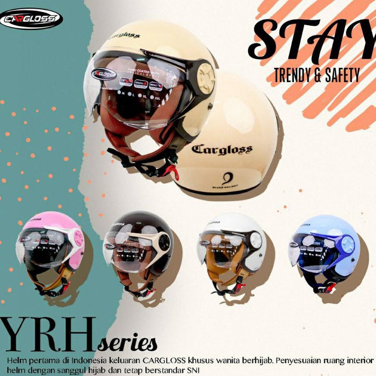 Jual Cargloss YRH Hijab Retro Helm Half Face Best ゞ | Shopee Indonesia