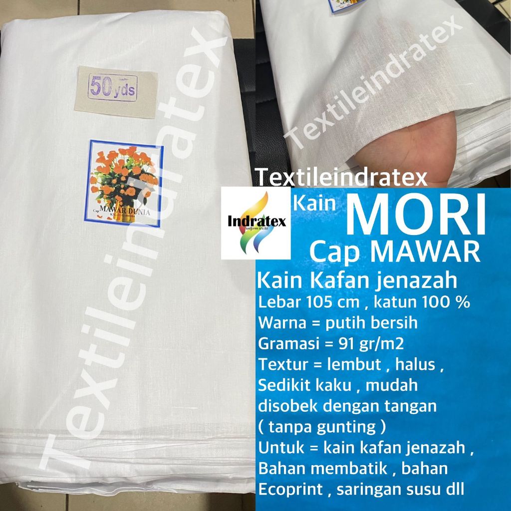 Jual ( per 1 roll ) Kain kafan mori katun CAP MAWAR DIANA ROSE gulung ...