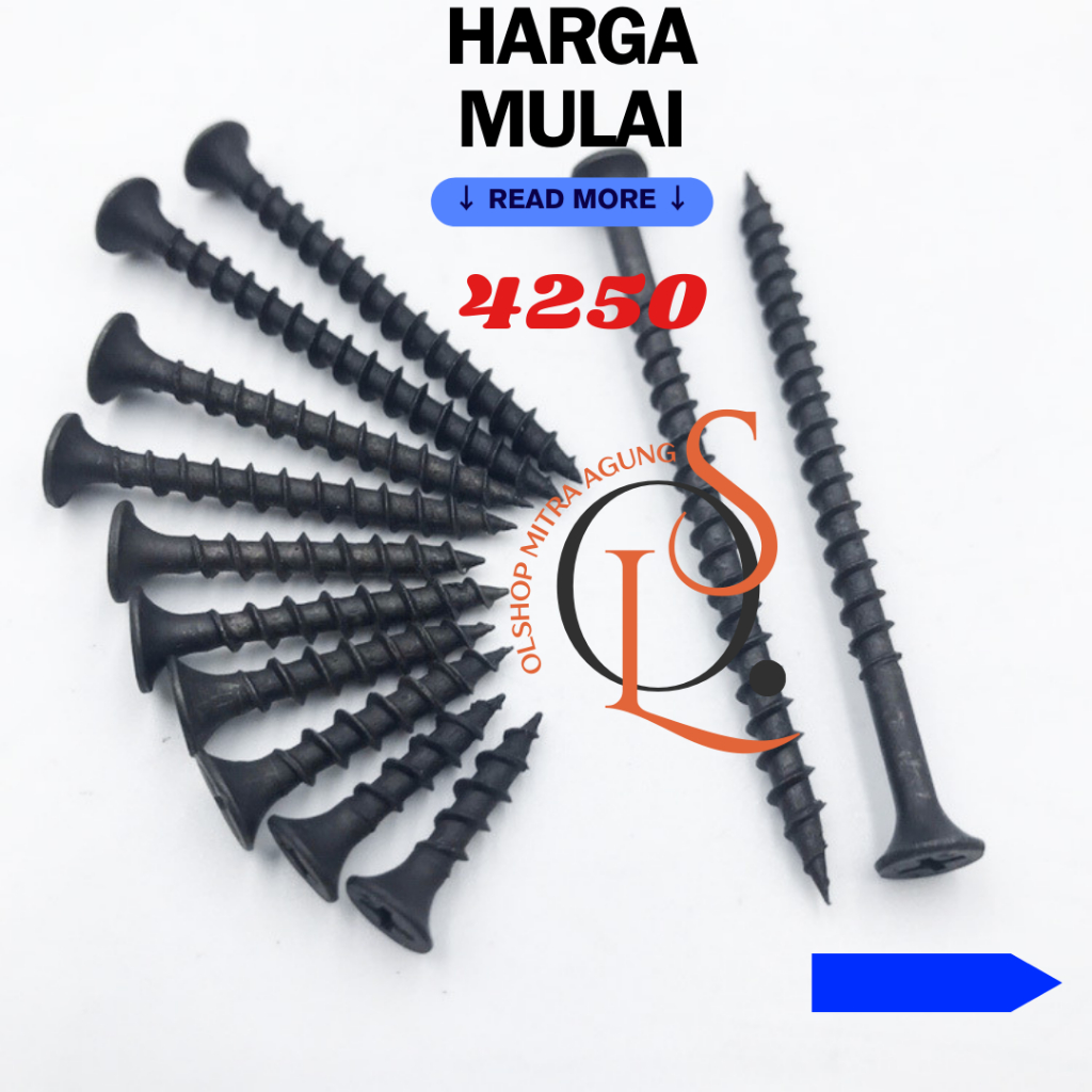 Jual OLS Sekrup 50pc Mur Baut Skrup Baja Gypsum Gipsum 2.5cm 3cm 4cm 5cm 7cm | Shopee Indonesia