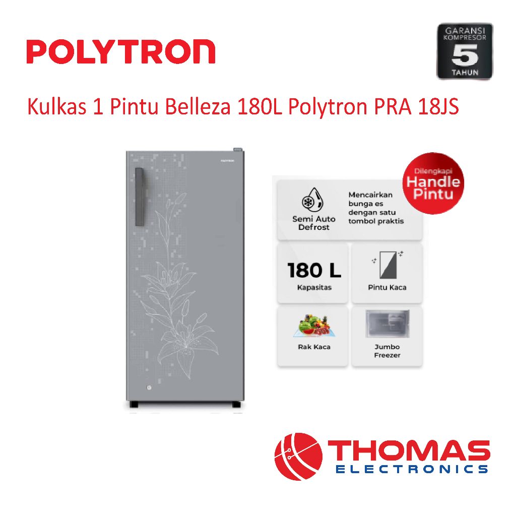 Jual Kulkas 1 Pintu Polytron PRA18JS PRA 18 JS Belleza 180 L Garansi ...