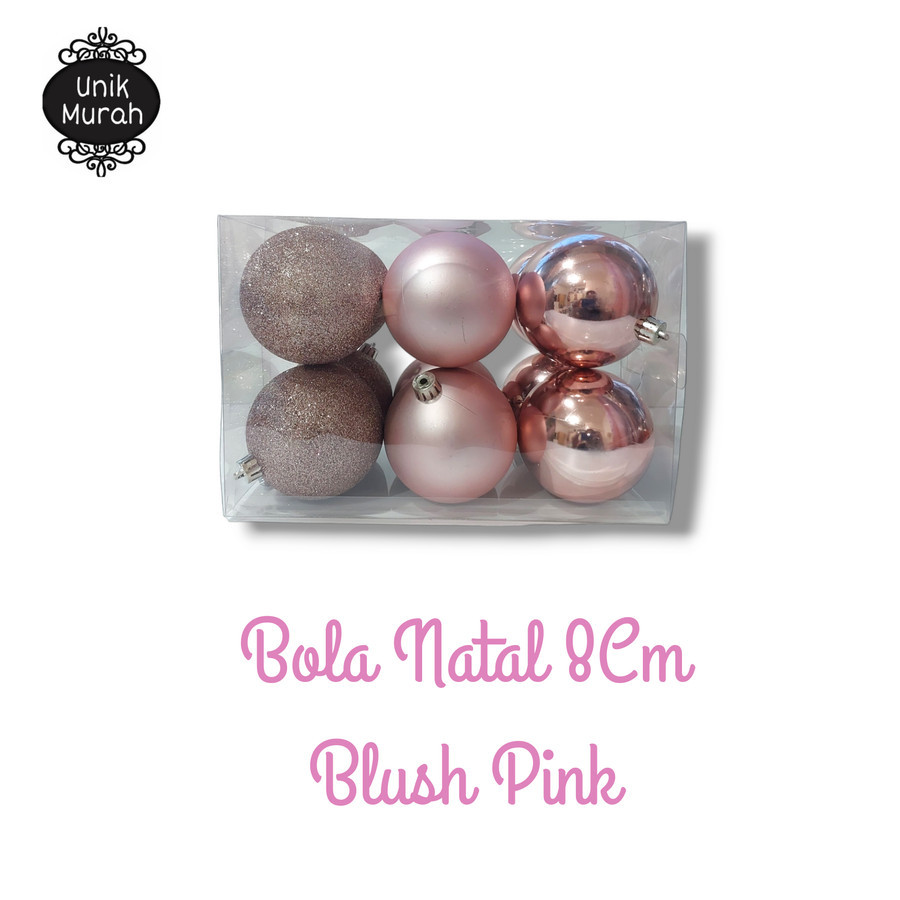 Jual Bola Natal - Bola Natal Blush Pink 8cm isi 12 pcs | Shopee Indonesia
