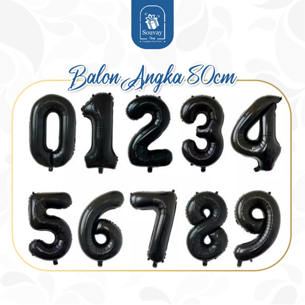 Jual 1PCS - BALON ANGKA HITAM 80CM - Balon Angka Jumbo Balon Karakter ...