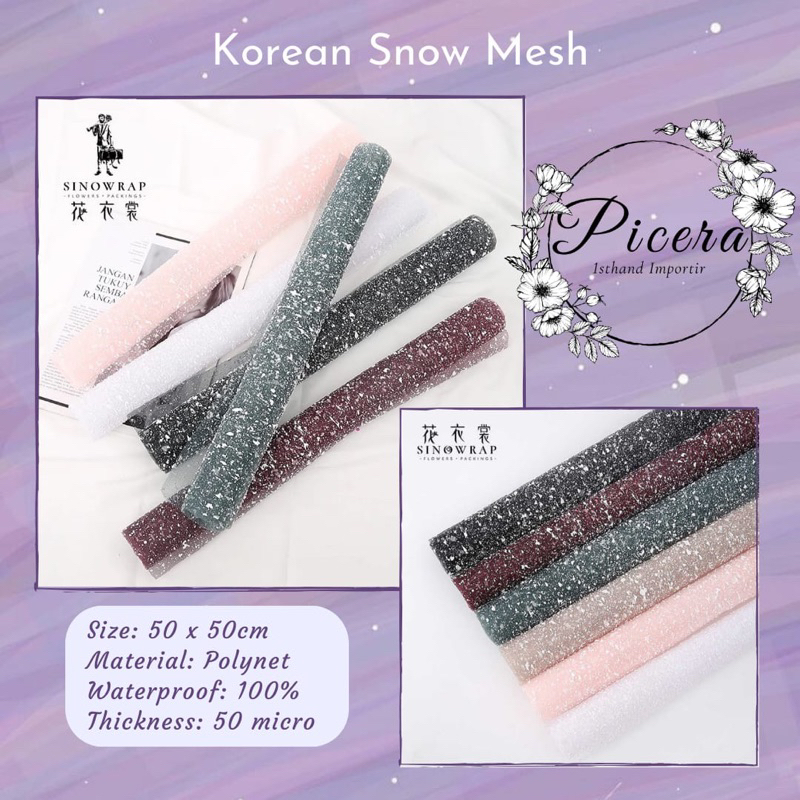 Jual Flower Wrapping Paper Korean Snow Mesh Tile Salju Polynet Kertas ...