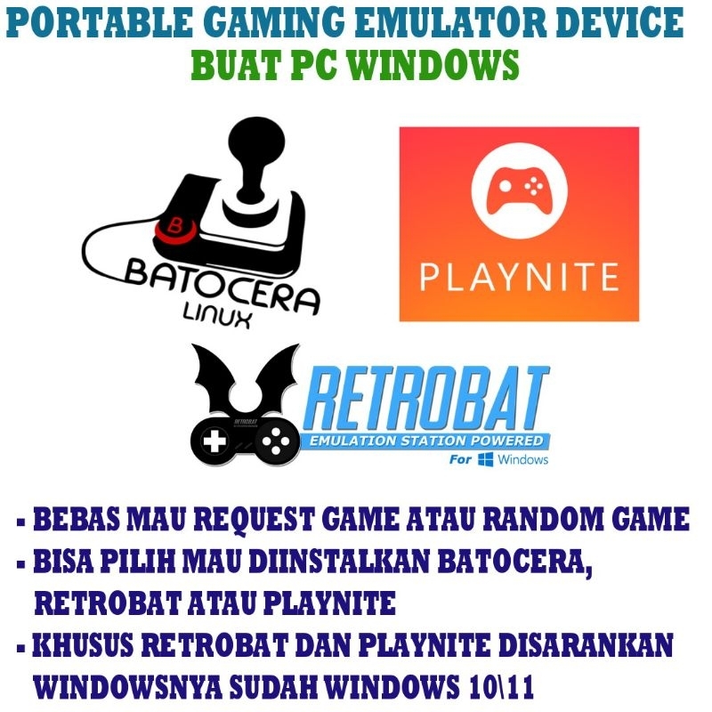 Jual Flashdisk Gaming Emulator Portable Batocera Retrobat Playnite
