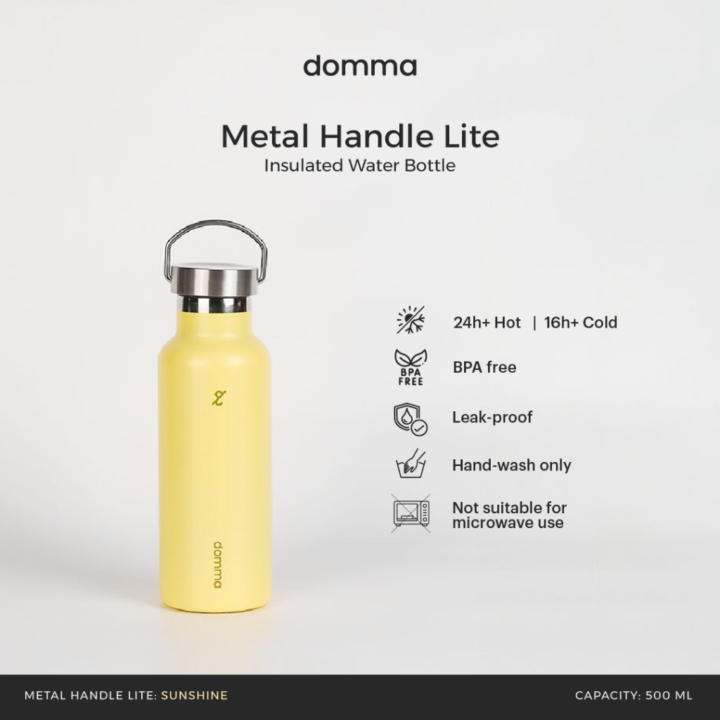 Jual [Domma] 500 ml Metal Handle Lid Insulated Reusable Tumbler Water ...