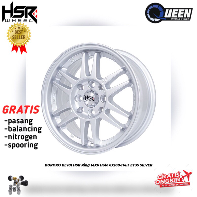Jual VELG RACING MIRIP RPF1 R14 HSR BOROKO BLY01 untuk mobil WULING AIR EV, agya, ayla, sigra ...