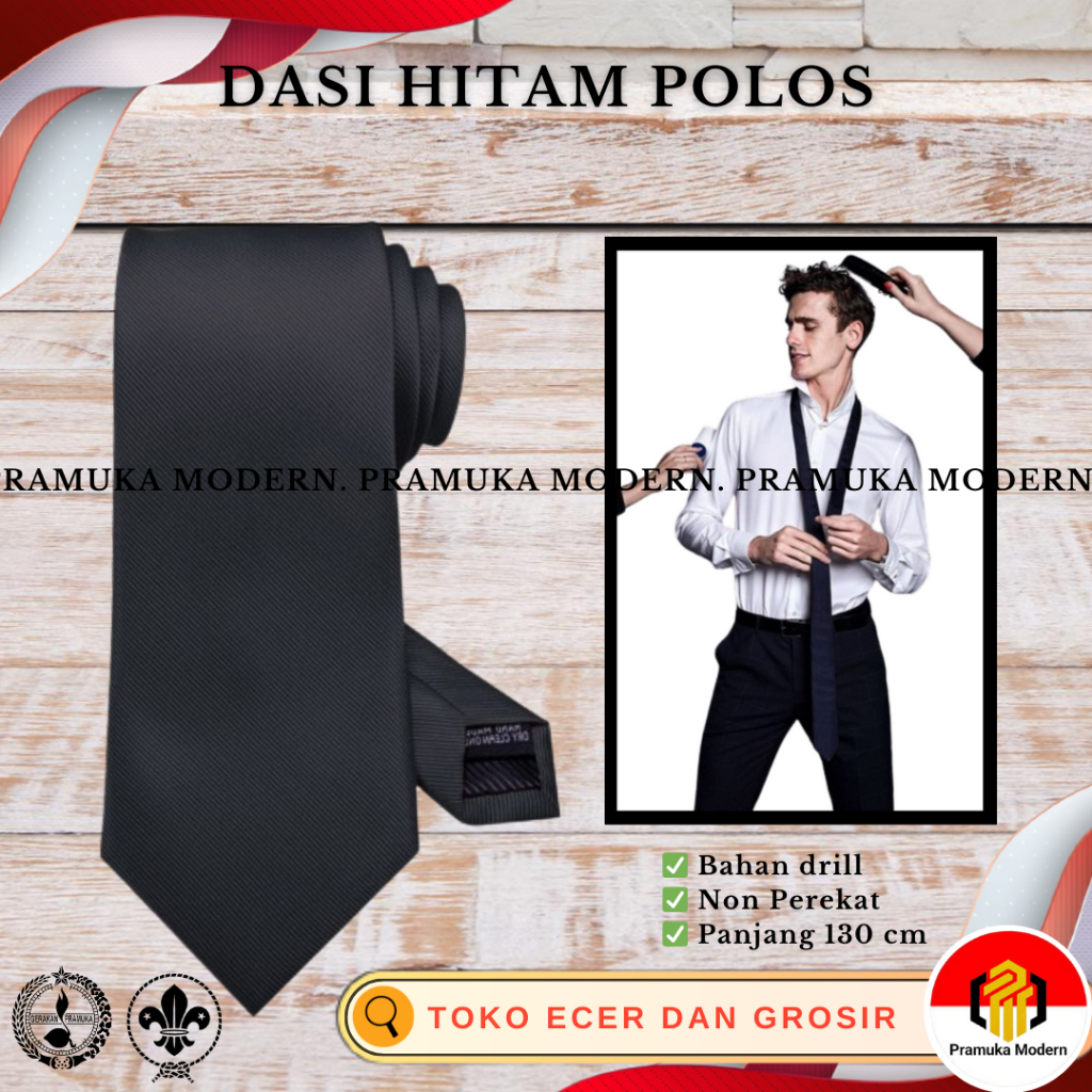 Jual Dasi hitam drill panjang 140 cm / dasi hitam polos / dasi ospek ...