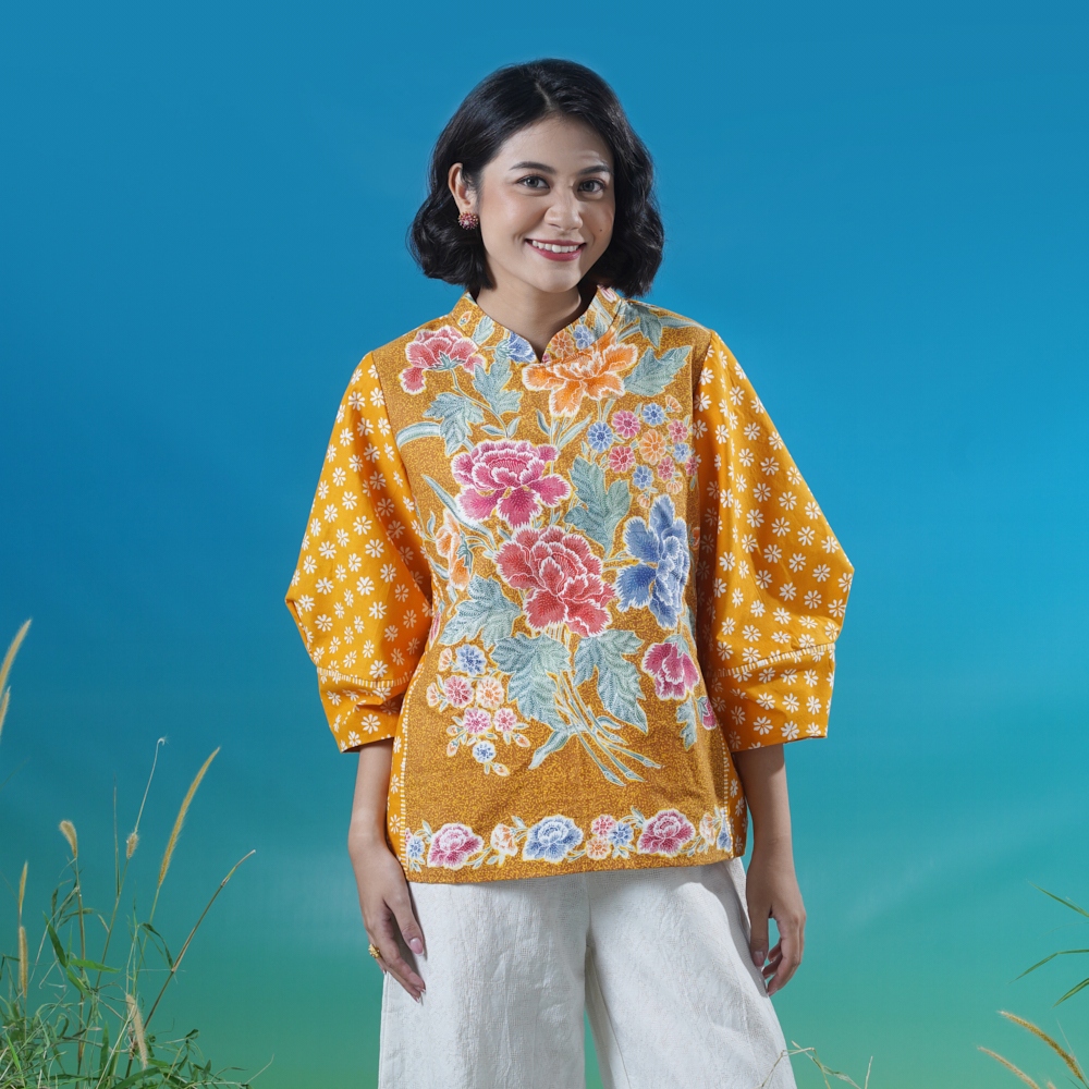 Jual NONA RARA-Lesi encim T2521,Baju kerja blouse batik wanita modern ...