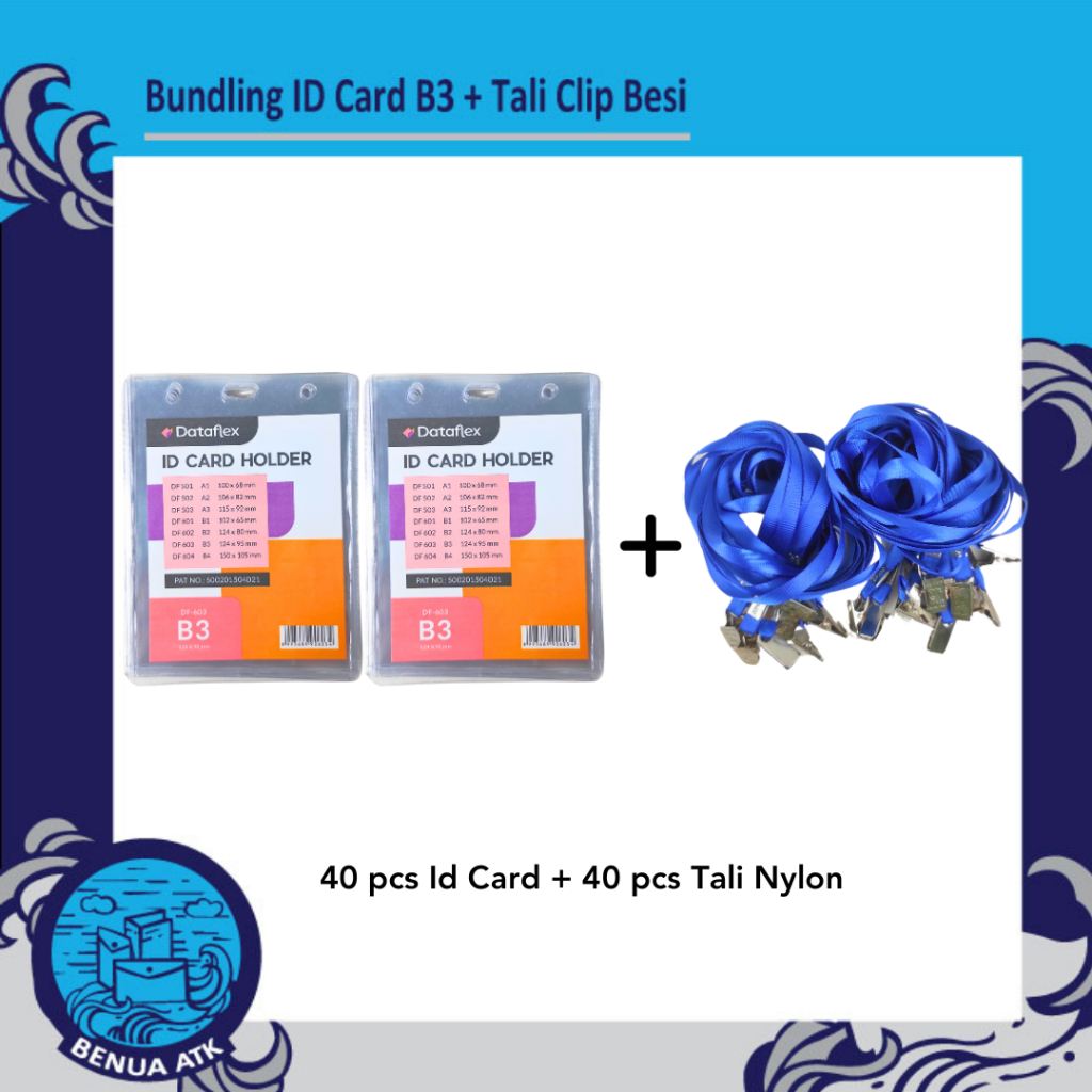 Jual BUNDLING ID Card Holder B3 + Tali Nylon Clip Besi - NYL | Shopee Indonesia