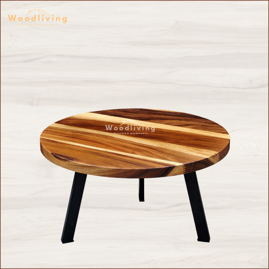 Jual Woodliving Round coffee table meja kopi bulat kayu solid | Shopee ...