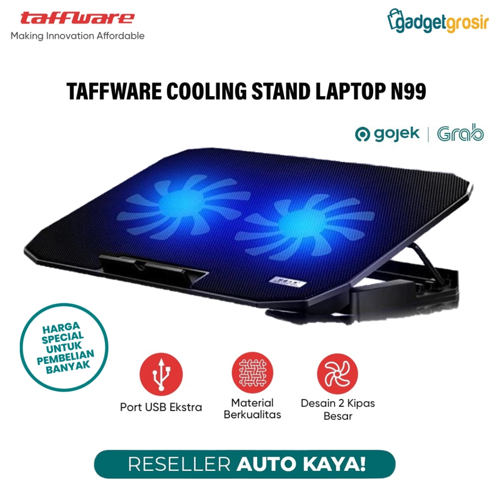 Jual Cooling Fan Stand Laptop Taffware N99 Original Portable Double Fan ...