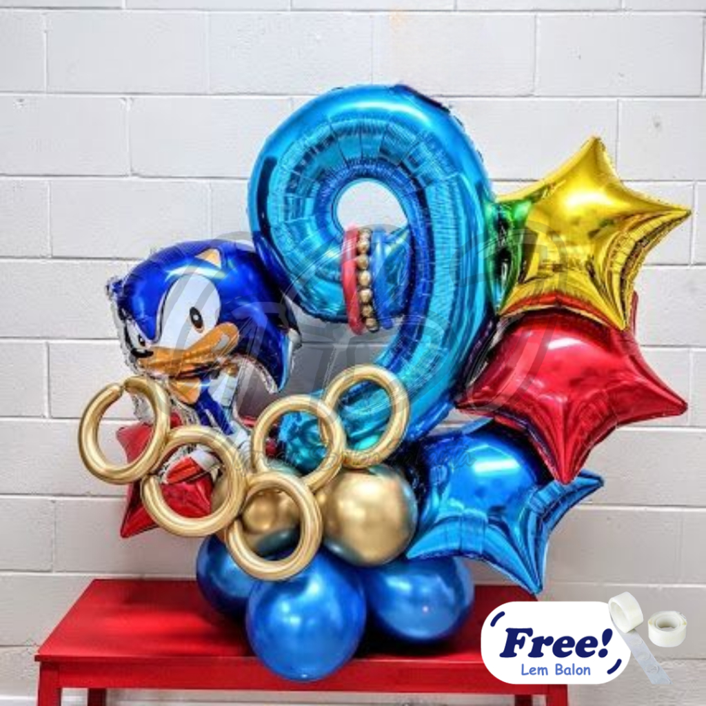 Jual [PAKET PREMIUM] JUMBO Biru Super Sonic the Hedgehog Set / Dekorasi ...