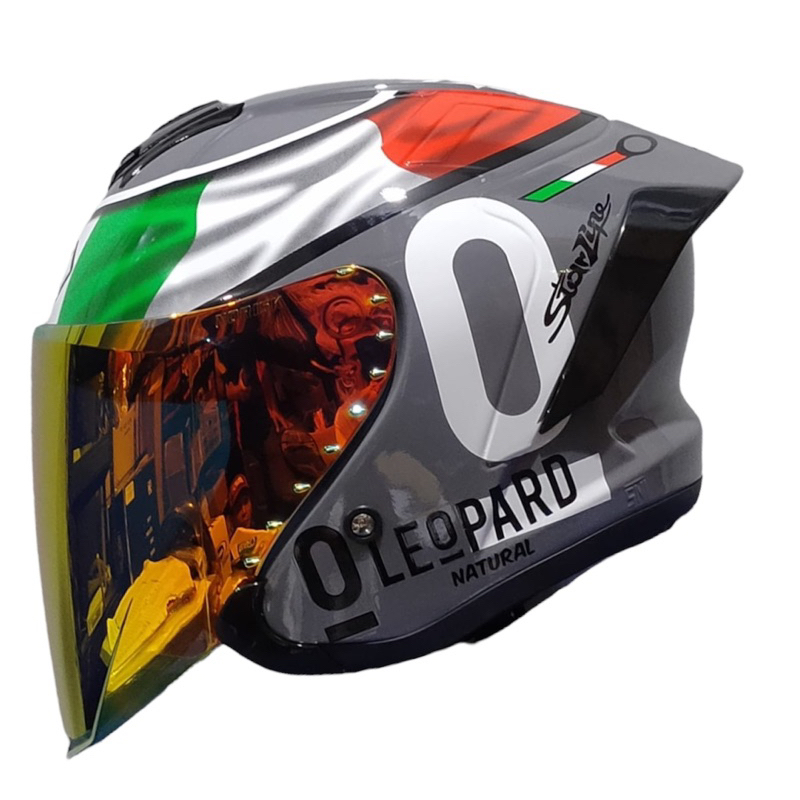 Jual LEO GREY GLOSSY • JS ARMOR • Helm Half face Js Armor Motif ...