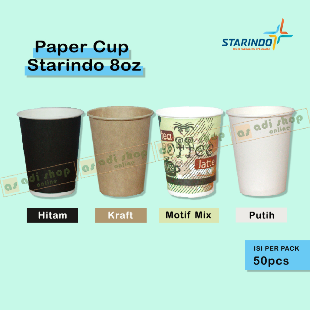 Jual Paper Cup 8 Oz Starindo / Gelas Kertas Minuman Panas / Hot Paper Cup Tahan Panas Polos ...