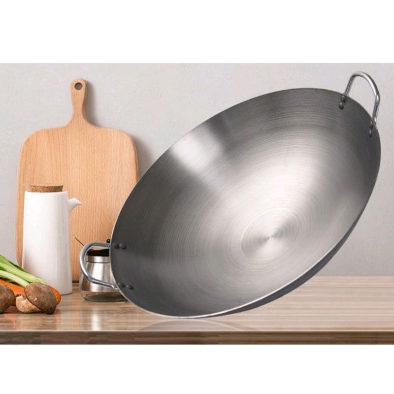 Jual Wajan Full Stainless Steel Kuali Penggorengan Tebal Stainless | Shopee Indonesia