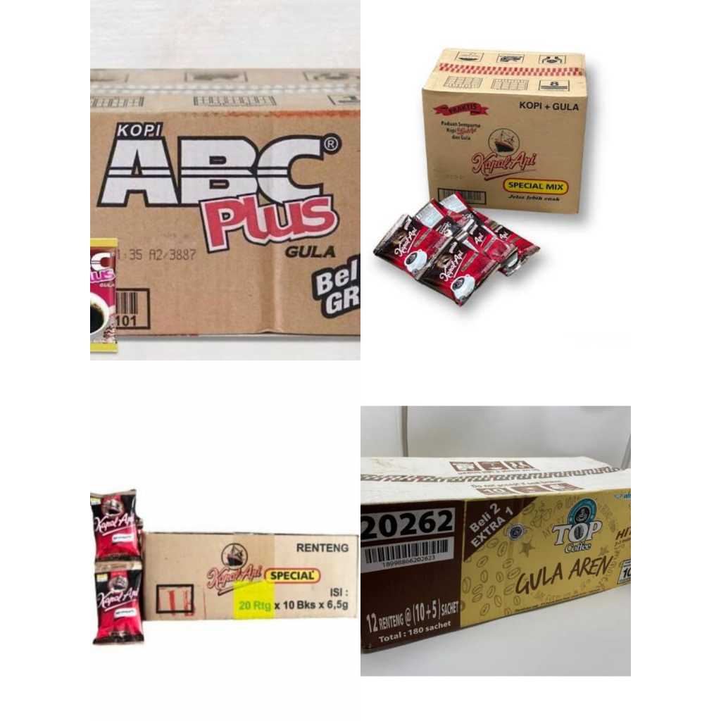 Jual ANEKA KOPI BUBUK SACHET 1 KARTON | ABC PLUS, KAPAL API MIX, KAPAL ...