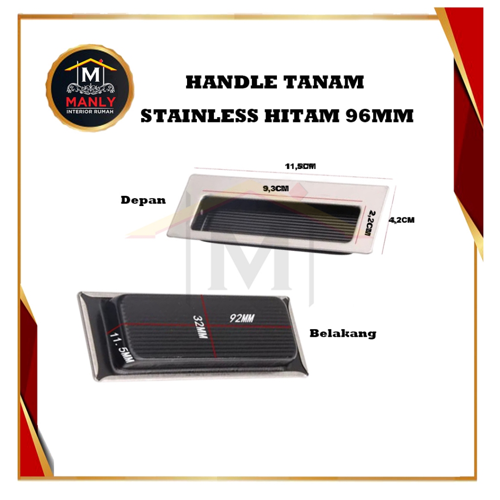 Jual Tarikan Tanam Pintu Sliding Handle Tanam Hitam Full Stainless ...