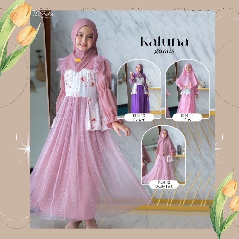 Jual gamis anak perempuan kaluna by labella | Shopee Indonesia