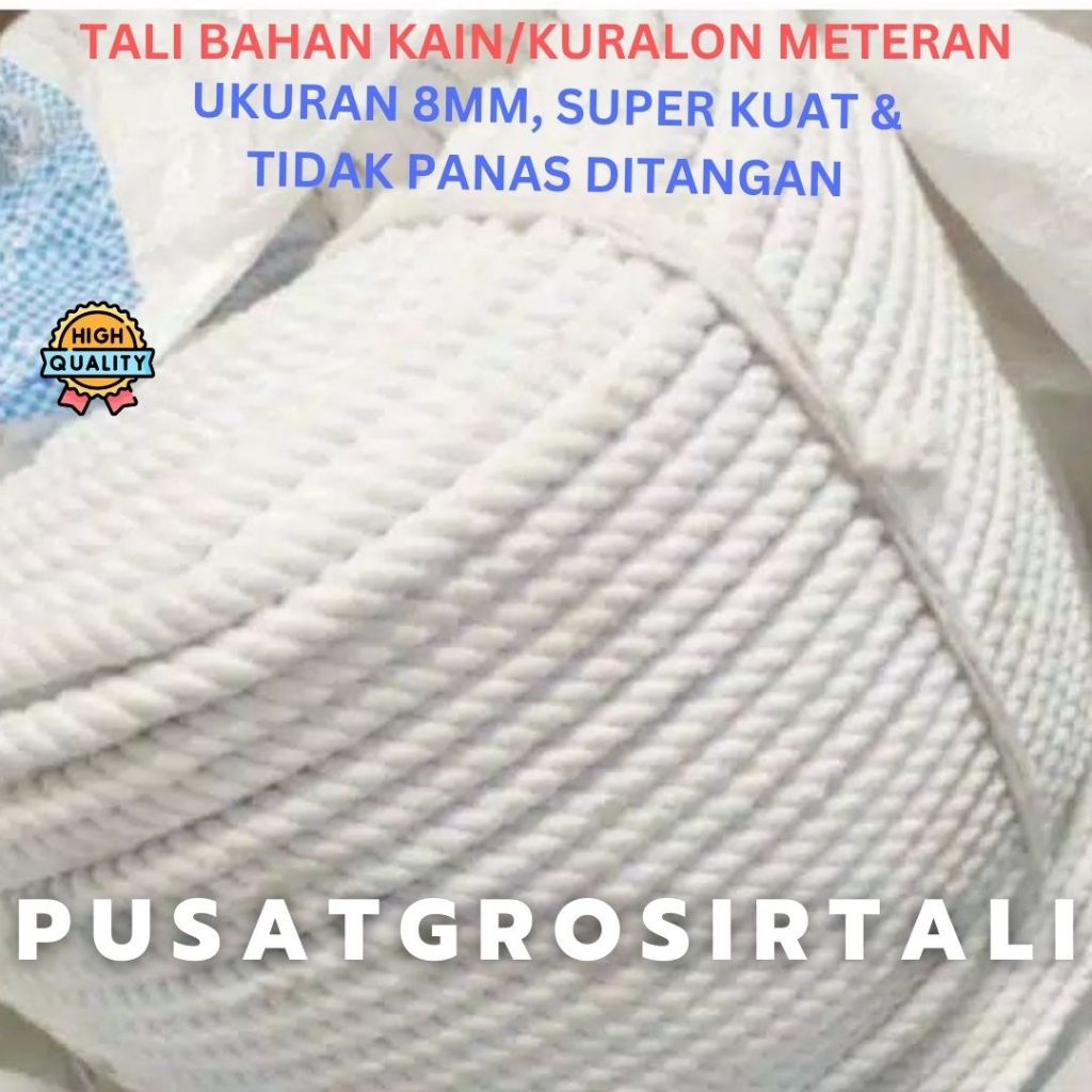 Jual TALI TAMBANG KAIN 8MM METERAN/ TALI BAHAN KAIN 8MM/ TALI KURALON ...