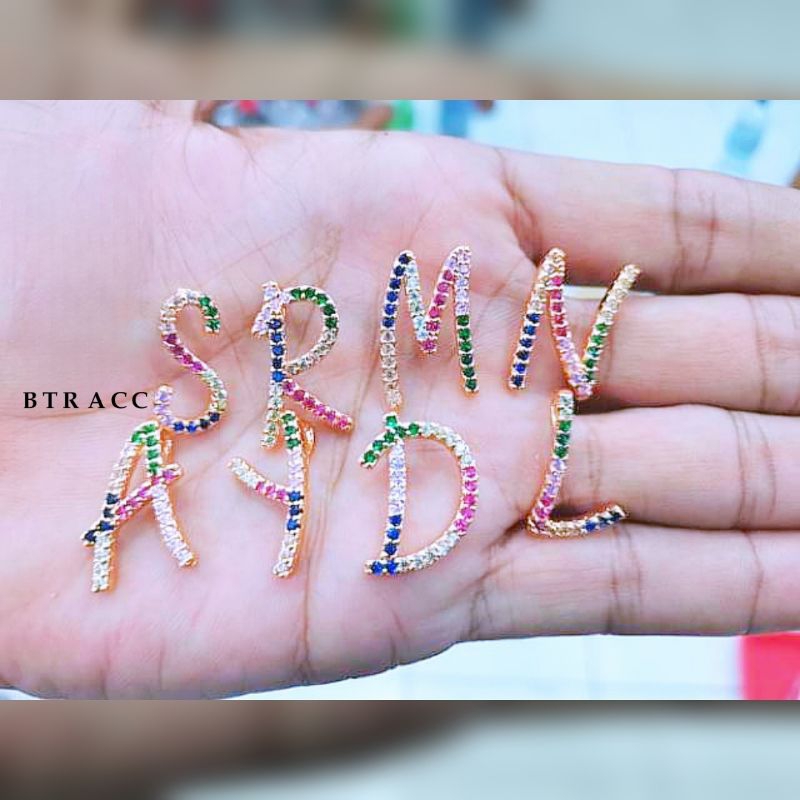 Jual lionten huruf kalung lionten inisial liontin alphabet kalung lapis ...