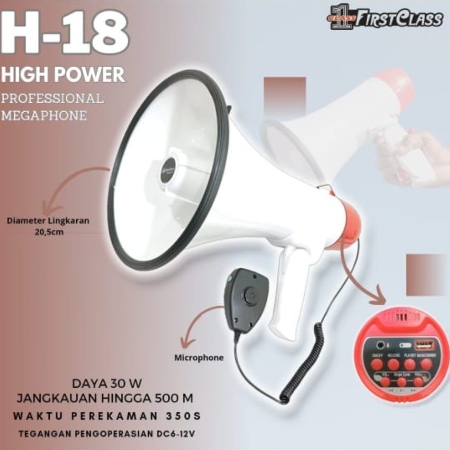 Jual Megaphone Corong Pengeras Suara Firstclass H18 First Class H-18 | Shopee Indonesia