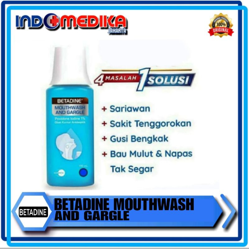 Jual OBAT KUMUR /BETADINE MOUTHWASH AND GARGLE 190ml | Shopee Indonesia