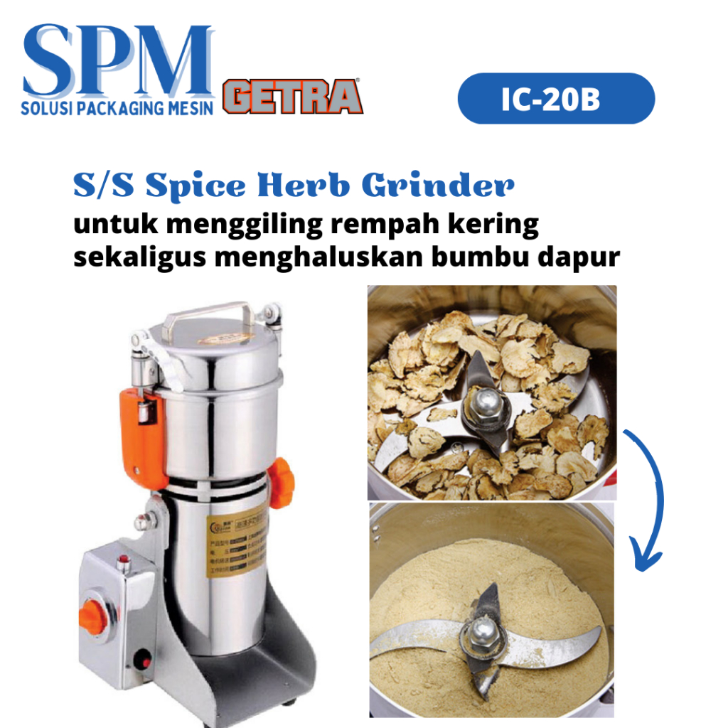 Jual Spice Herb Grinder Getra 1000 Gram IC 20B Mesin Penghalus Rempah ...