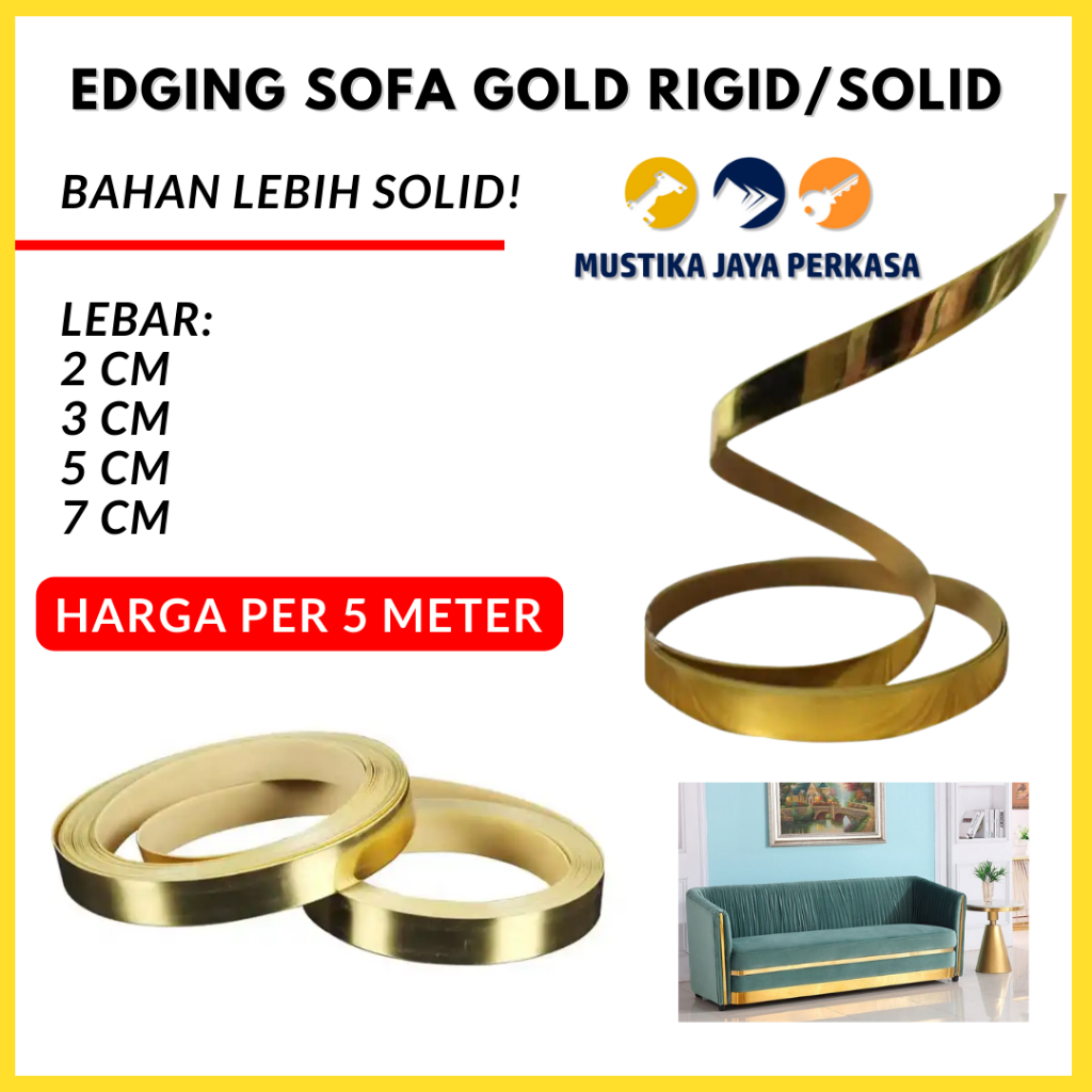 Jual (Per 5 Meter) PVC Edging Gold Sofa Rigid Solid List Variasi Emas ...