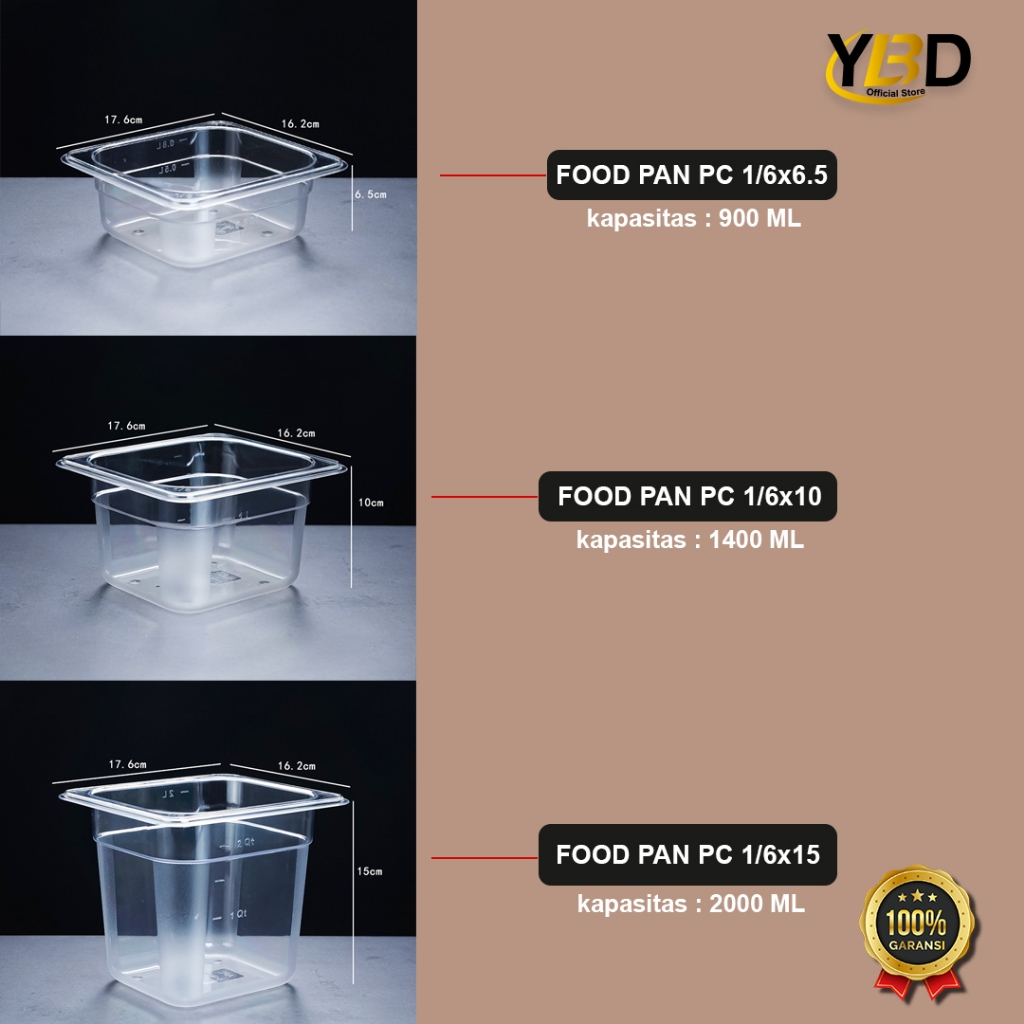 Jual Food Pan Polycarbonate Ukuran ( 1/4 | 1/6 | 1/9 / Ukuran 6.5 / 10 ...