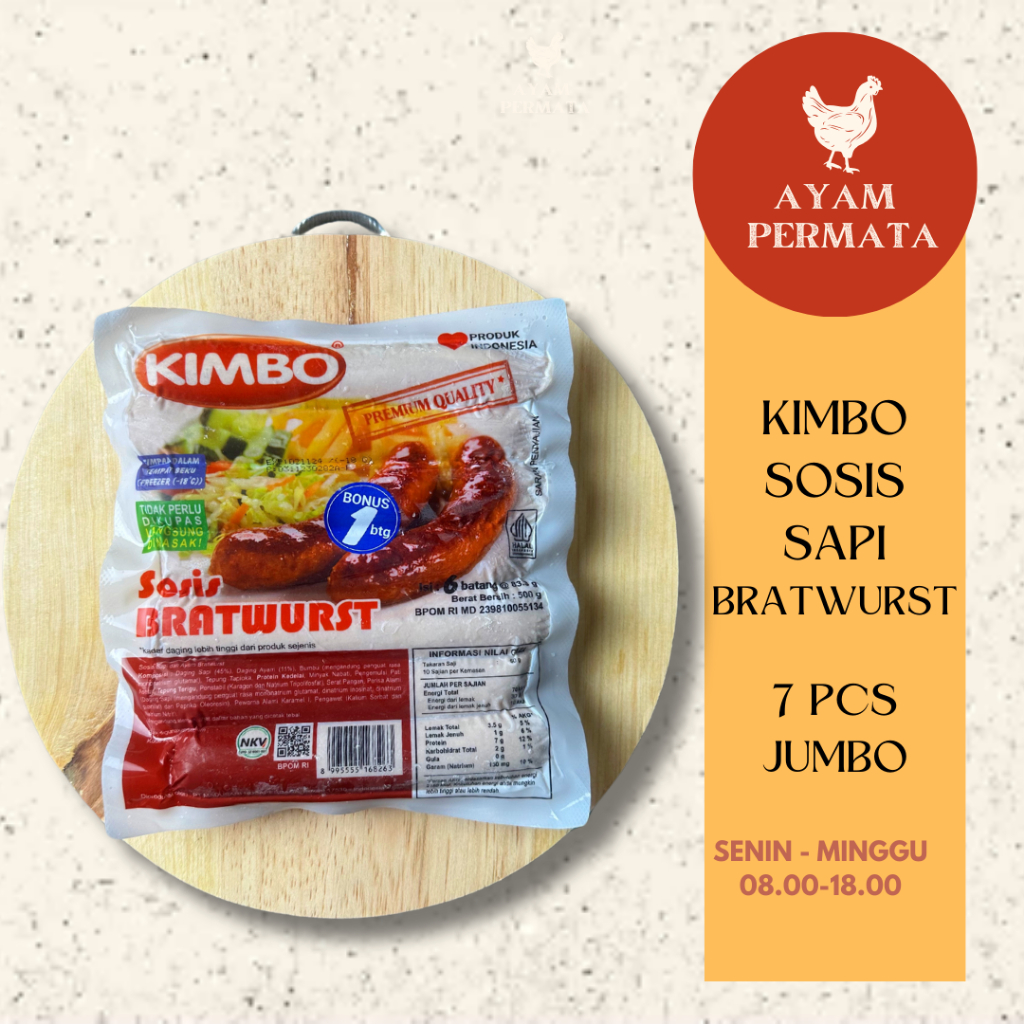 Jual Sosis Kimbo Premium Sapi Beef Bratwurst ukuran Besar Jumbo isi 7 ...