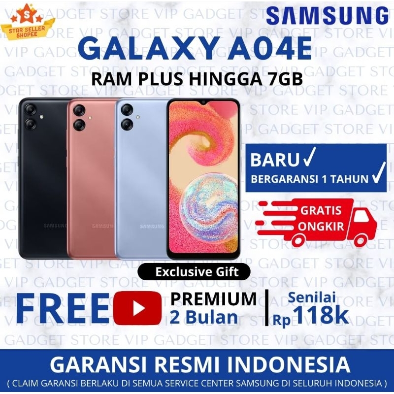 Jual SAMSUNG GALAXY A04E RAM 3+4/32GB & 3+4/64GB 6,5" PLS LCD | BATERAI ...