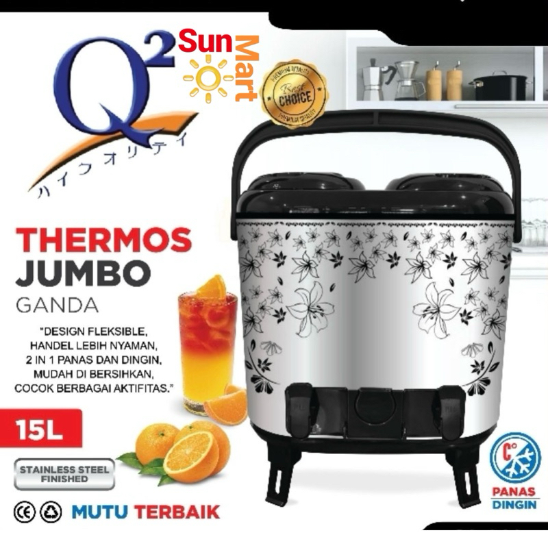 Jual Double Water Jug Q2 15 liter Stainless Termos Jumbo Milktea Q2 | Shopee Indonesia