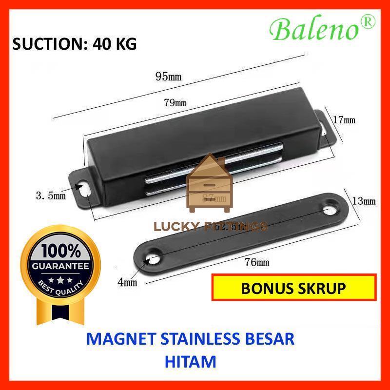 Jual Magnet XL Stainless Hitam Besar Kuat / Penutup Pintu Plat Lemari ...