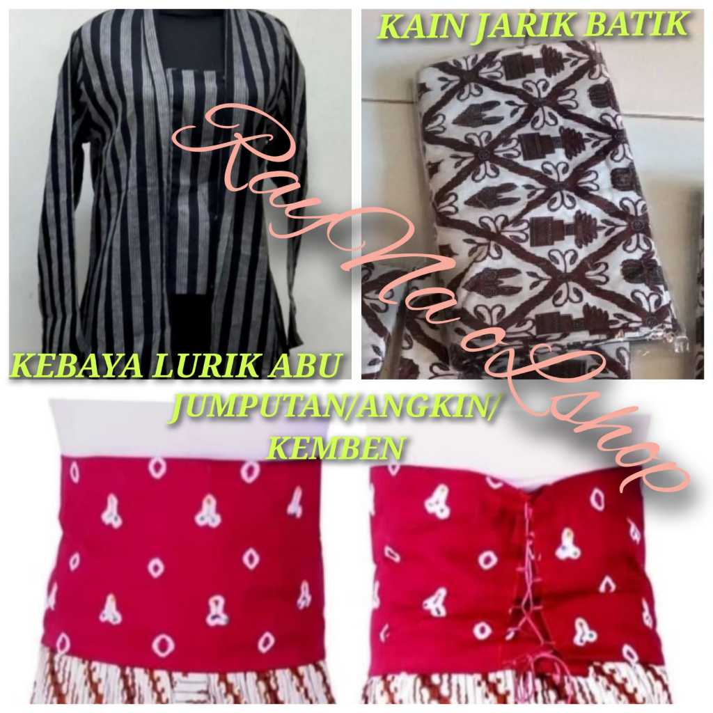 Jual PAKETAN LENGKAP BAJU KEBAYA WANITA, KEBAYA LURIK ABU + KEMBEN ...