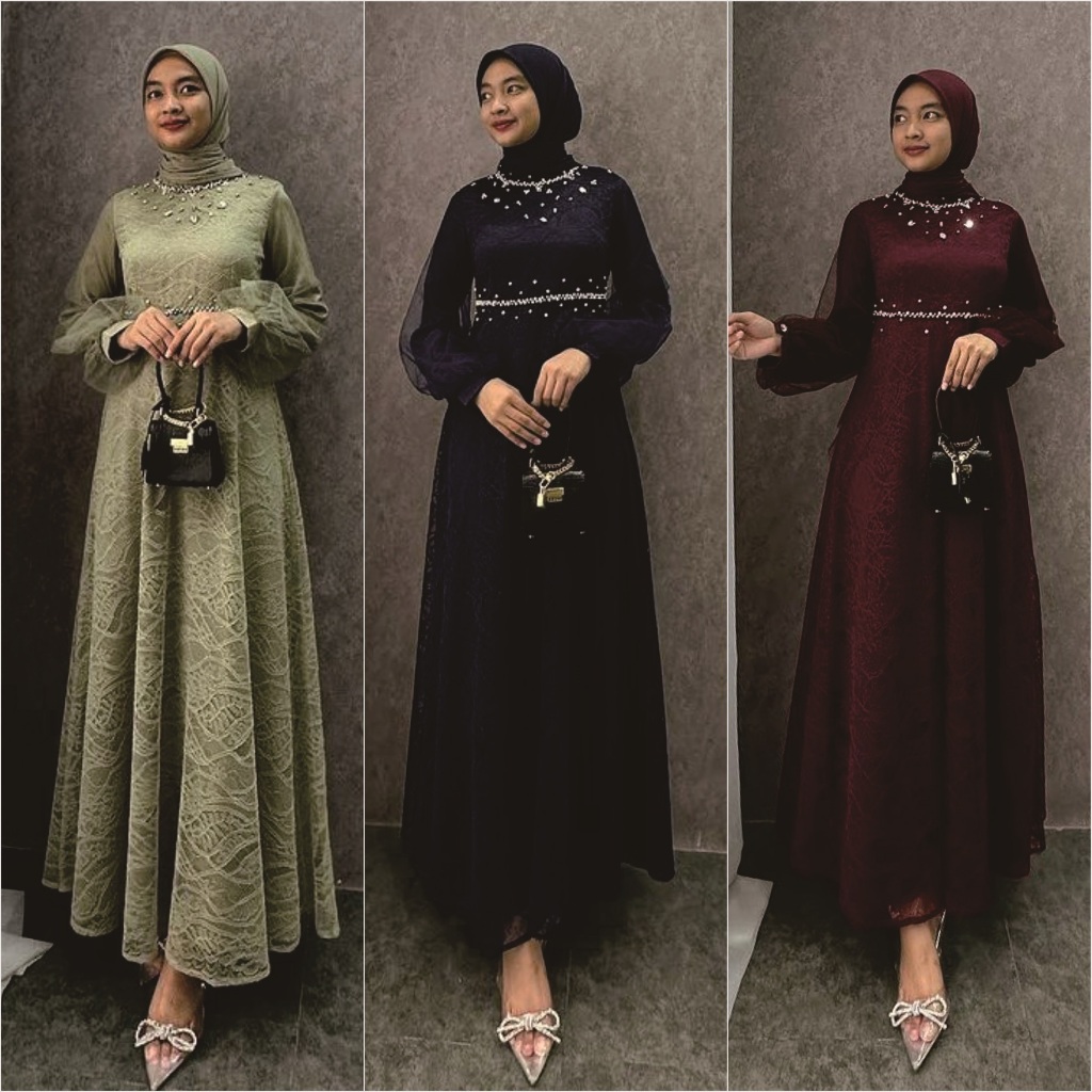 Jual GAMIS BRUKAT NADINE SERIES GAUN MAXI DRESS FULL BRUKAT FASHION ...