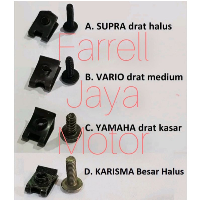 Jual baut klip body motor m5 yamaha honda drat kasar halus klem supra ...