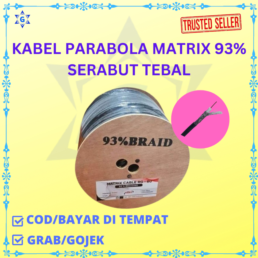 Jual KABEL PARABOLA RG6 METERAN PREMIUM MATRIX 93% SERABUT BANYAK KABEL ...