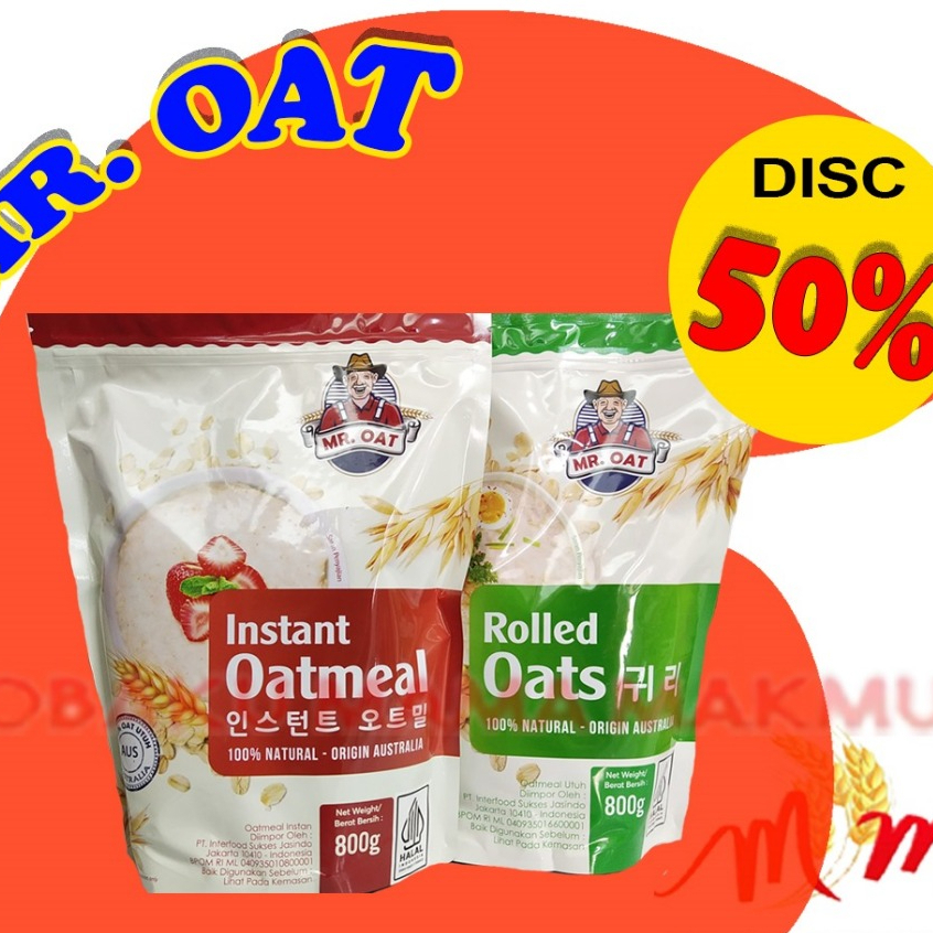 Jual Mr.Oat Instan Oatmeal Rolled Oats Oatmeal Kemasan Bag 800g - 100% Natural Oat Origin ...